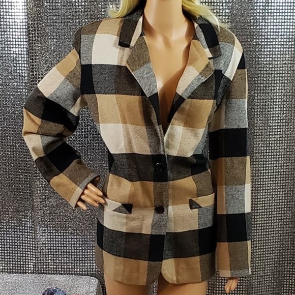 Tower Hill | Jackets & Coats | Vintage Brown Square Plaid Wool Blend ...